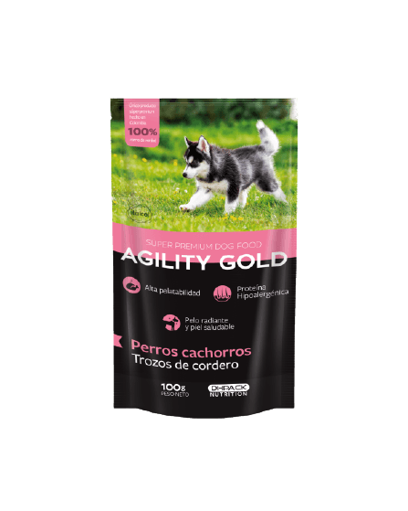 AGILITY TROZOS CORDERO PUPPY POUCHE X 100 GR - JOTAGRO DISTRIBUCIONES ESPECIALIZADAS